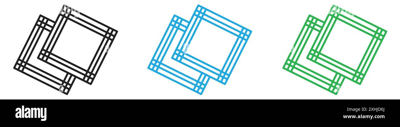 Handkerchief icon Black line art vector in black and white outline set ...