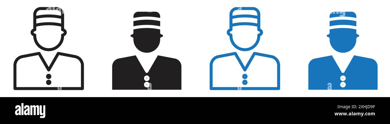 Porter icon Black line art vector in black and white outline set ...