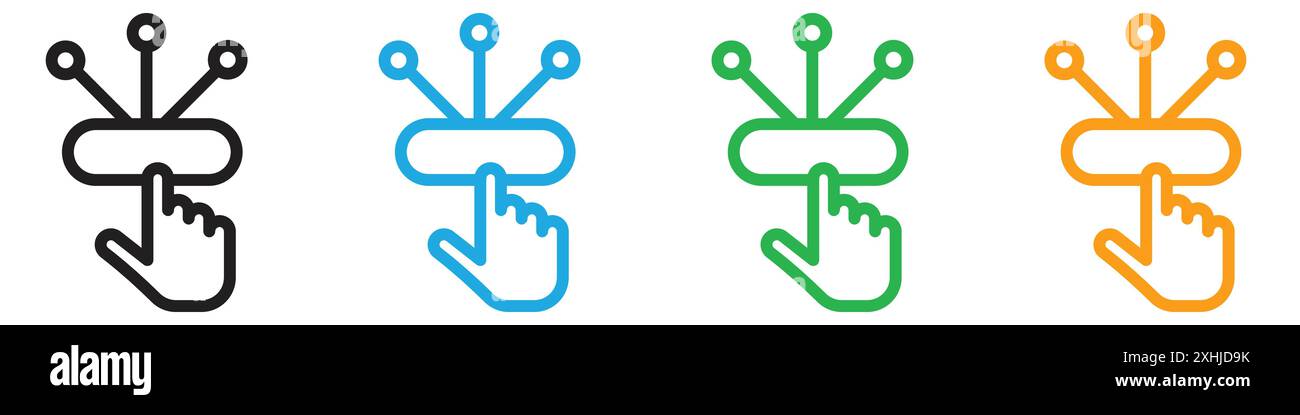 Interaction icon Black line art vector in black and white outline set ...