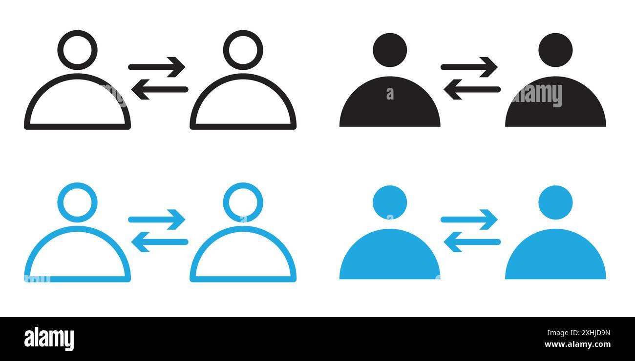 Interpersonal relationship icon Black line art vector in black and ...