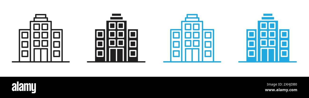 Tall buildings icon Black line art vector in black and white outline ...