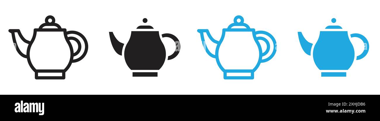 Teapot icon Black line art vector in black and white outline set ...