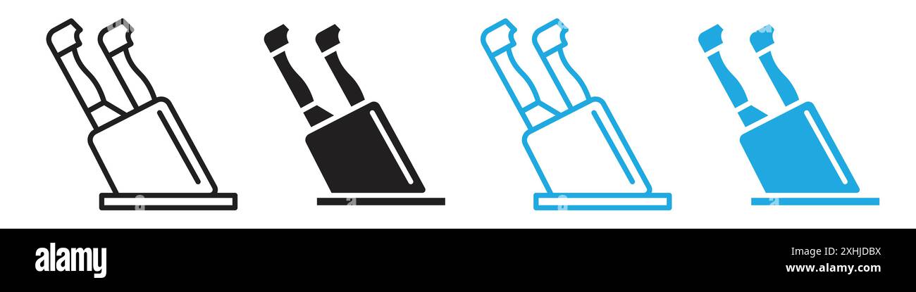 Kitchen knife block icon Black line art vector in black and white ...