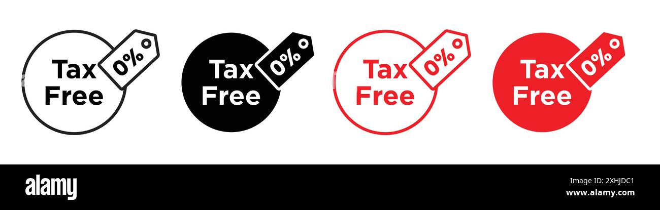 Tax free icon Black line art vector in black and white outline set ...