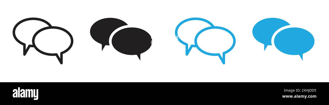 Live chat icon Black line art vector in black and white outline set ...