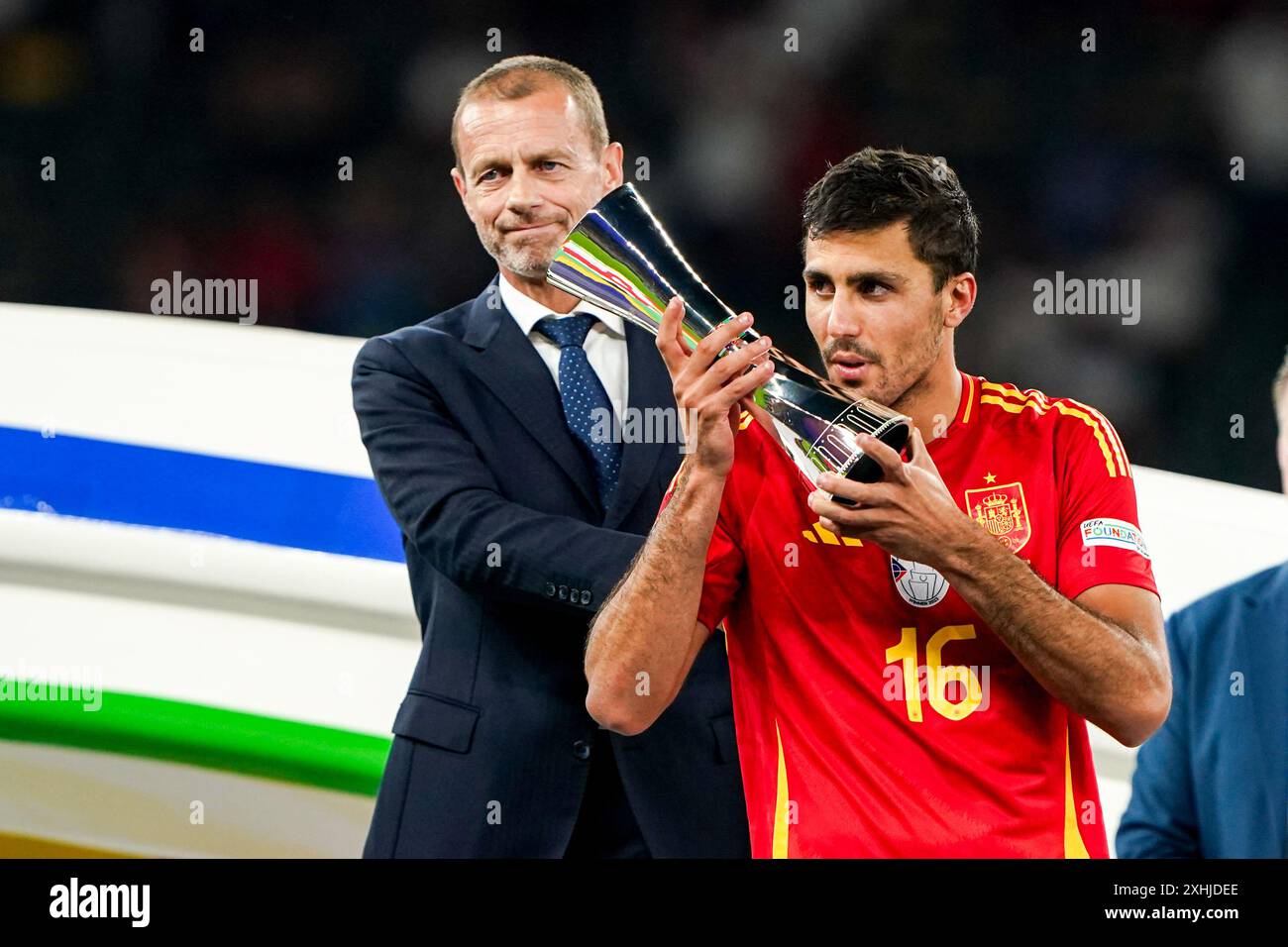 BERLIN, GERMANY - JULY 14: Rodri of Spain winner of player of the ...
