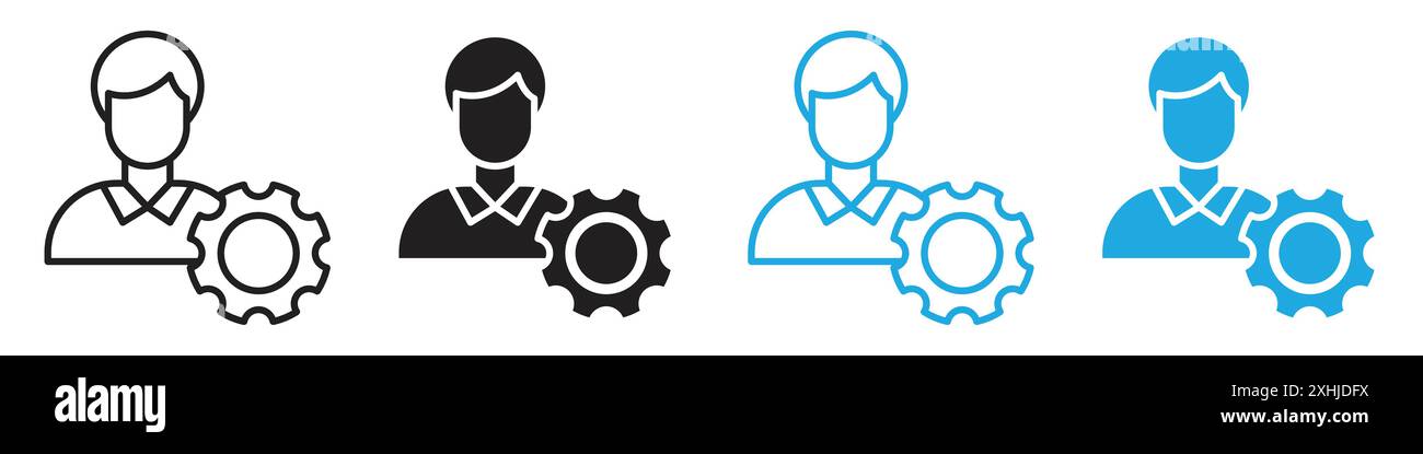 Manager icon Black line art vector in black and white outline set ...