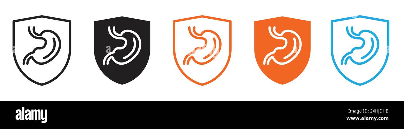 Stomach protection icon Black line art vector in black and white ...