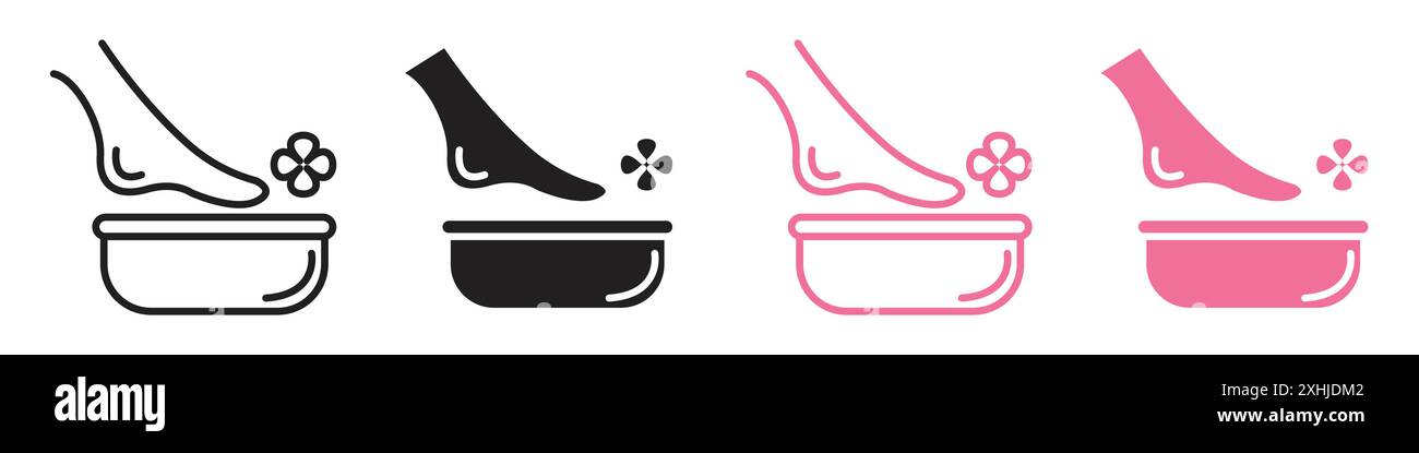Pedicure icon Black line art vector in black and white outline set ...