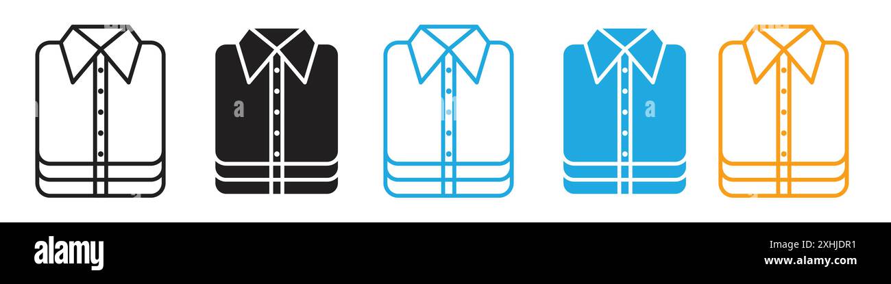 Stack of folded shirts icon Black line art vector in black and white ...
