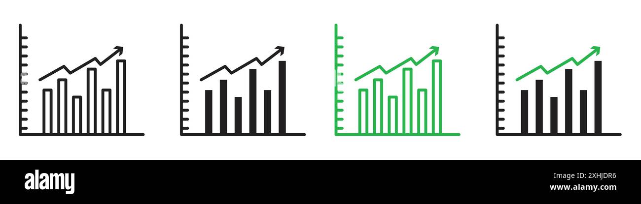 Statistics icon Black line art vector in black and white outline set ...