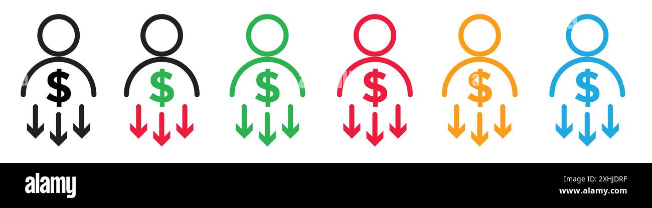 Reduce labor costs icon Black line art vector in black and white ...