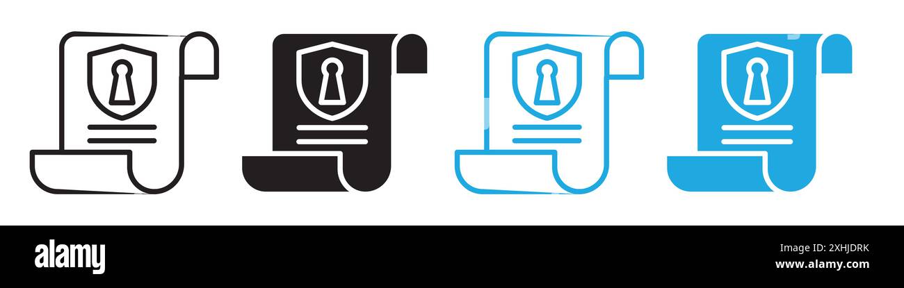 Security policy icon Black line art vector in black and white outline ...