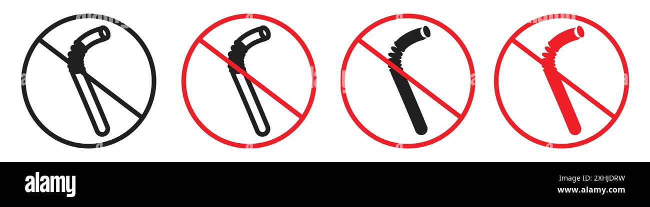 Stop using the plastic straw icon Black line art vector in black and ...