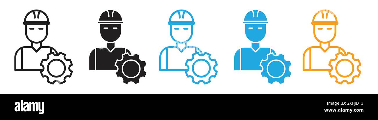 Service Icon Black line art vector in black and white outline set ...