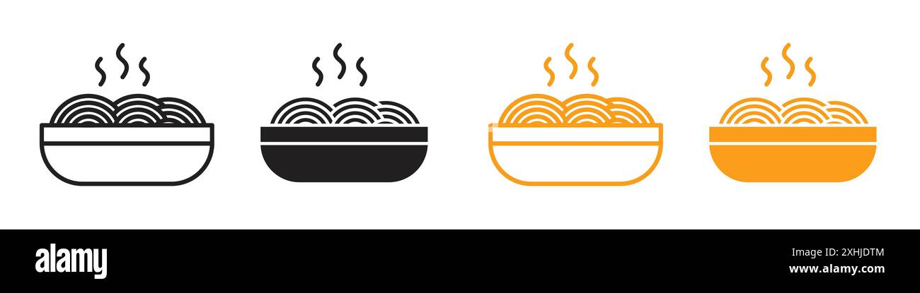 Spaghetti icon Black line art vector in black and white outline set ...