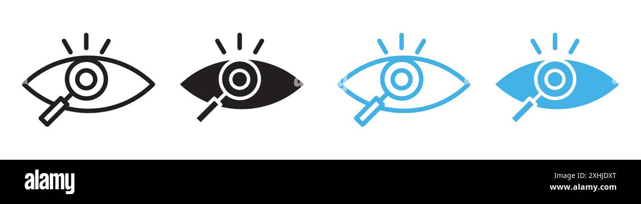 Vision icon Black line art vector in black and white outline set ...