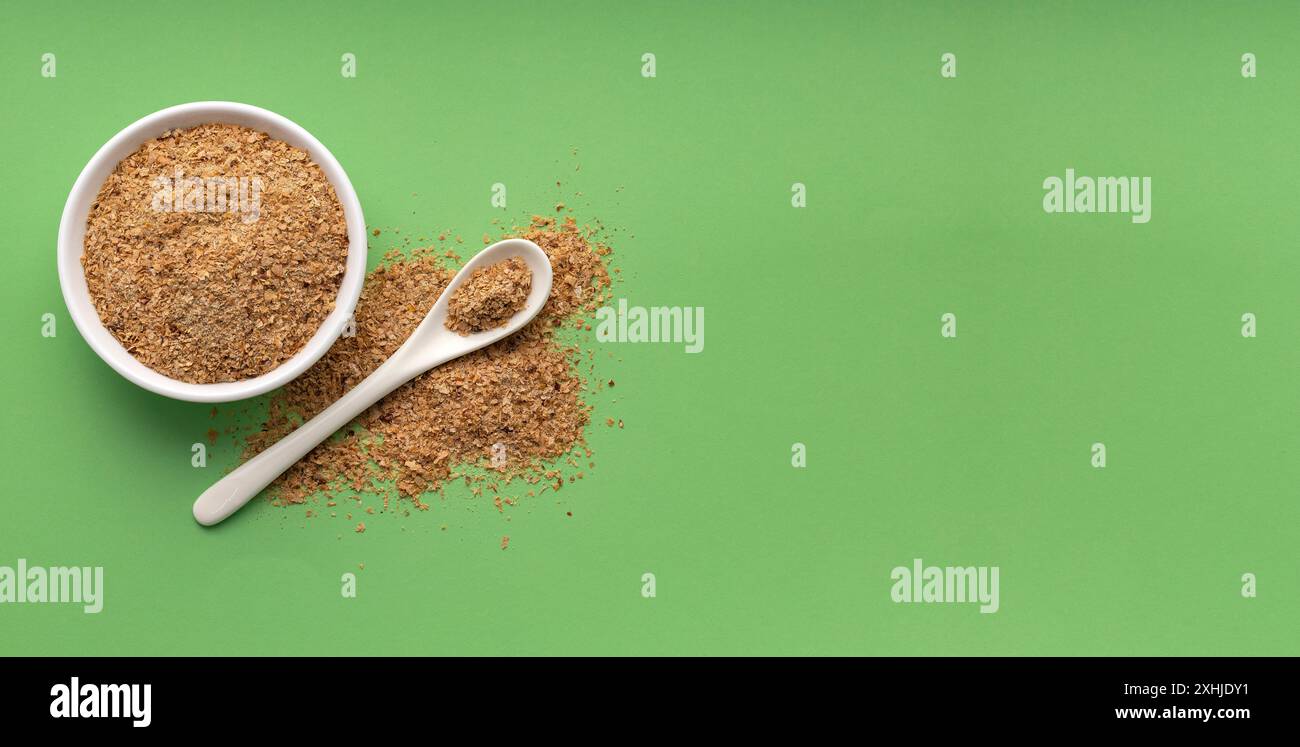 Soy fiber powdered food with psyllium fiber for colon cleansing in bowl ...