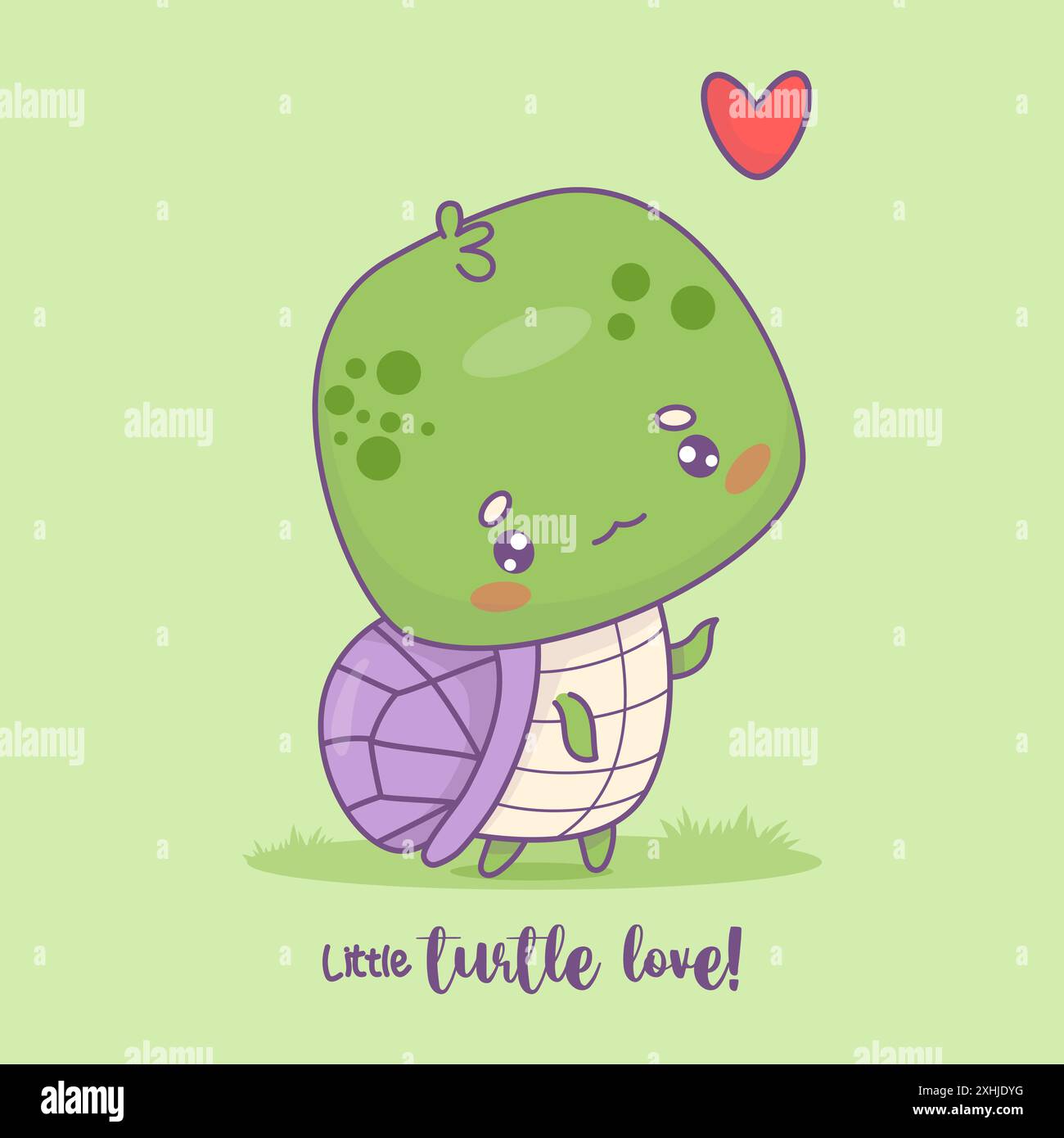 Cuteness turtle love. Funny cartoon kawaii character animal. Vector ...