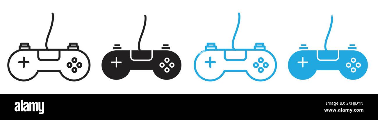 Video game controller icon Black line art vector in black and white ...