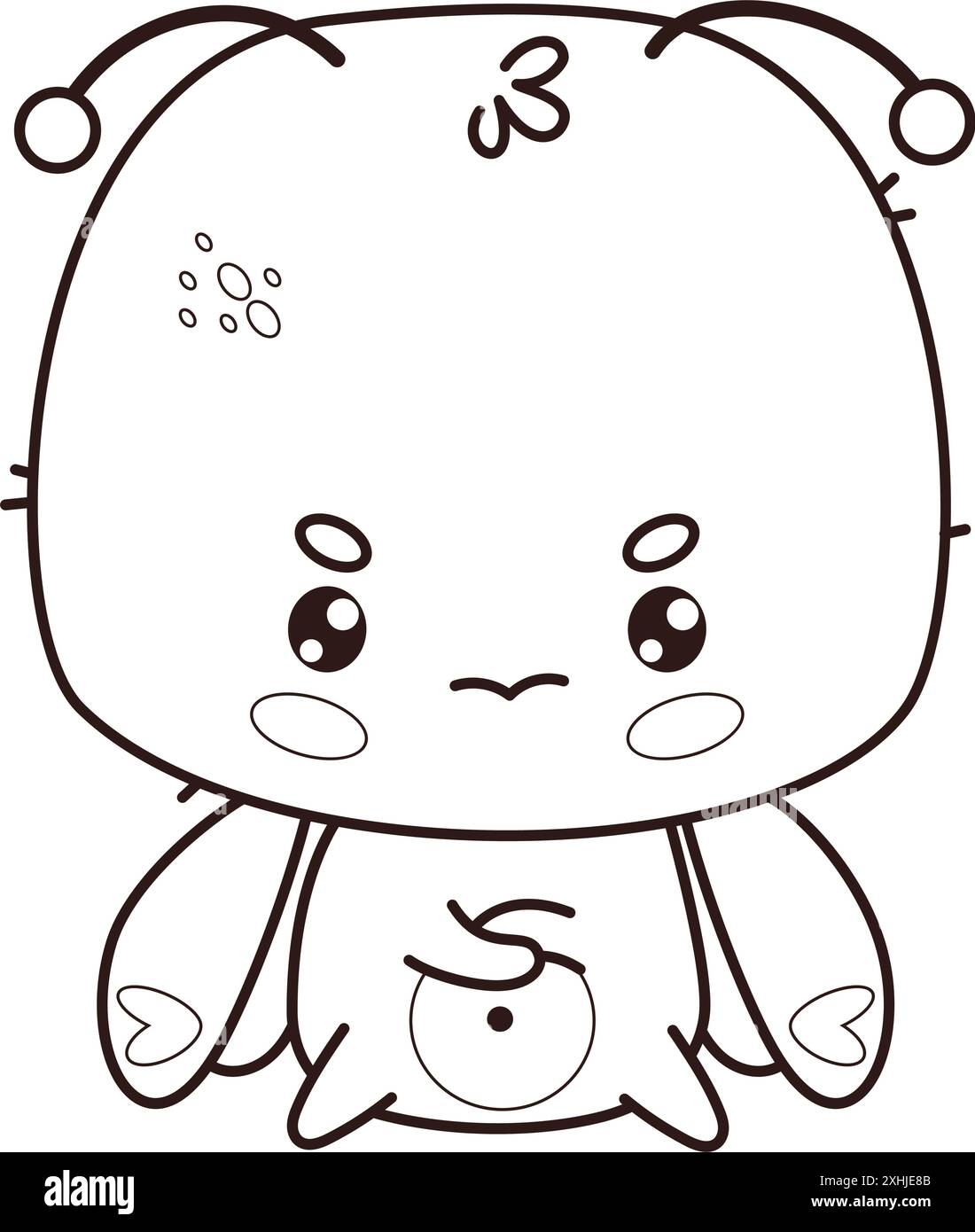 Sad unhappy butterfly character. Outline cartoon insect kawaii. Line ...