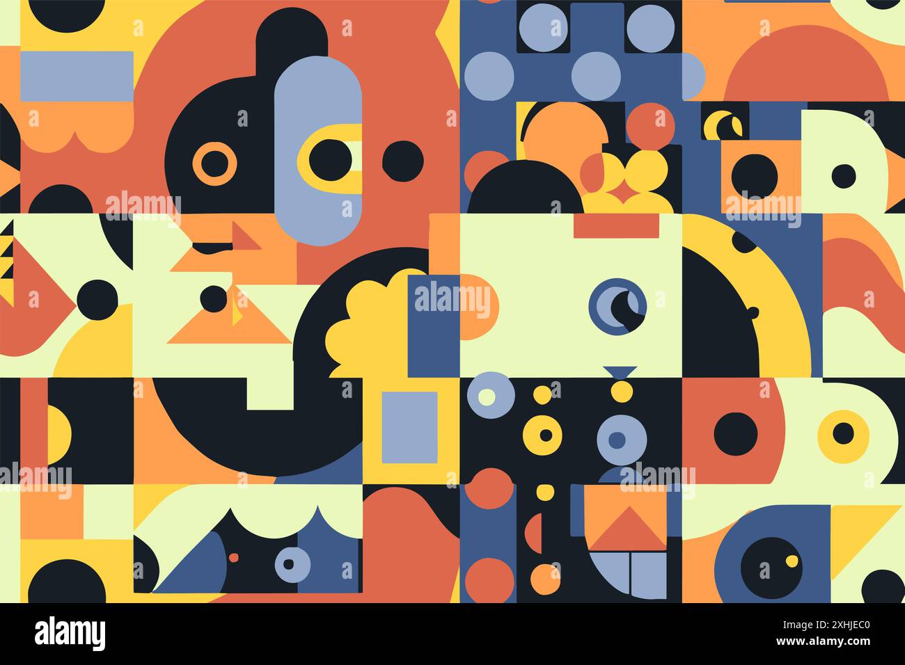 Cute cartoon geometric monsters seamless pattern. Cosmic little aliens ...