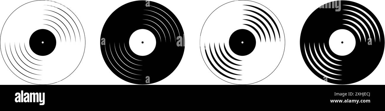 Vinyl records icons. LP or long play music discs isolated on white ...