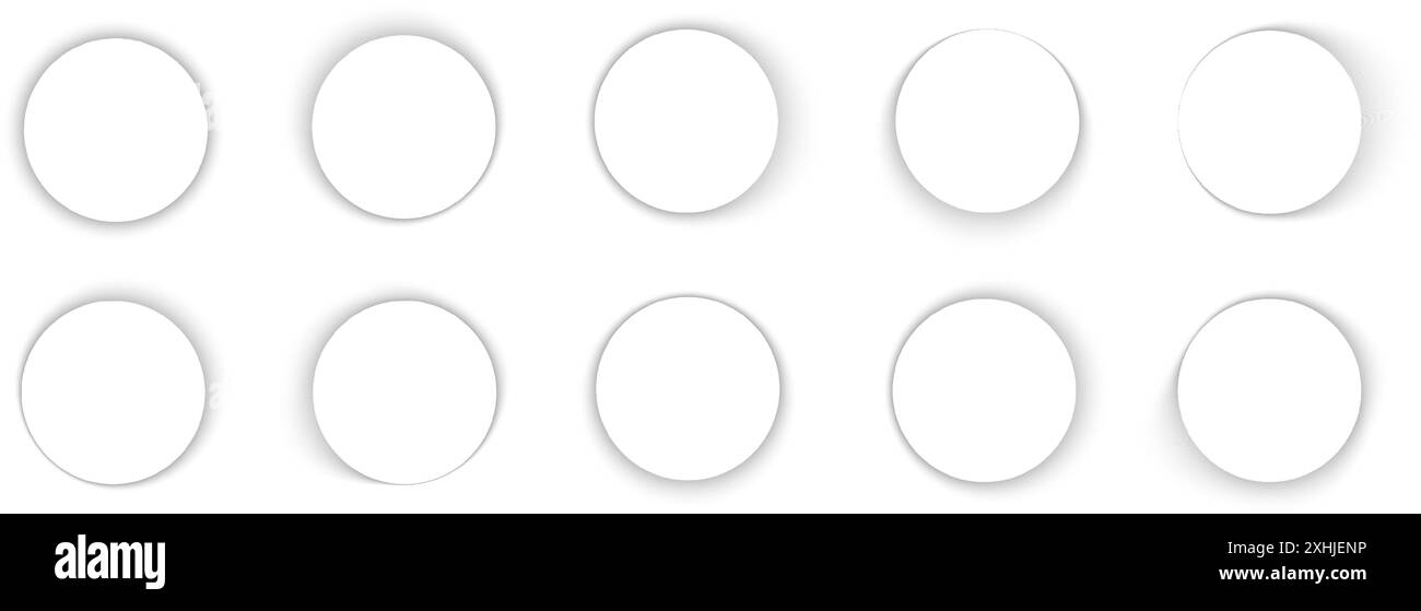 Set of round shadows. Circle soft overlay effect. Empty circular shades ...