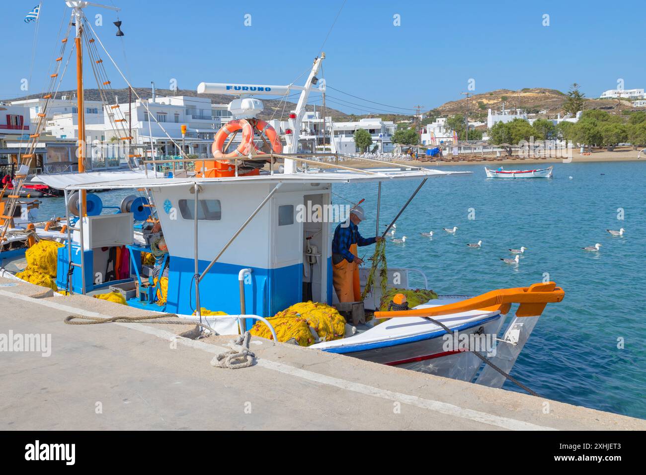 Fishing boat, Pollonia, Milos Island, Cyclades Islands, Greece Stock ...