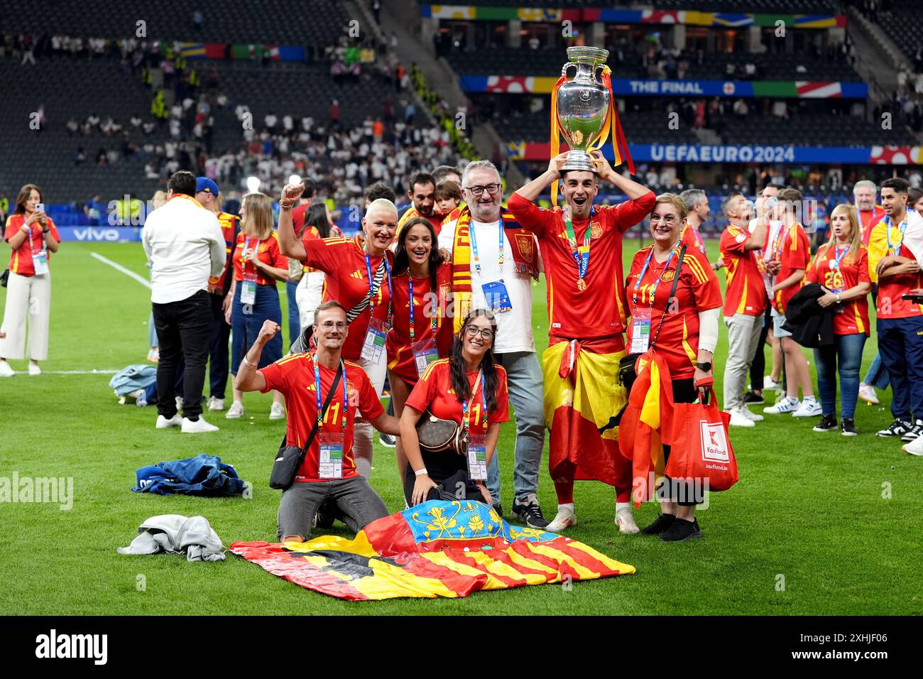 Spain’s Ferran Torres celebrates with the trophy after the UEFA Euro ...
