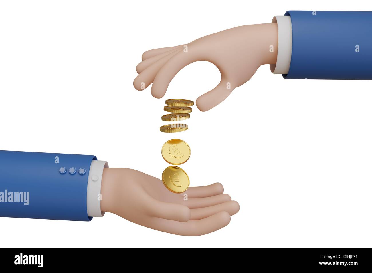 Cartoon hand paying with euro golden coins. 3d illustration Stock Photo ...