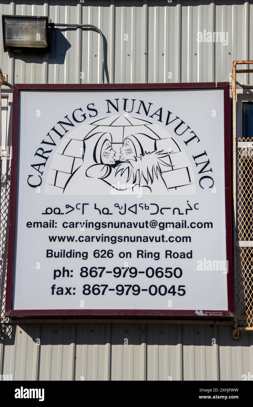 Bilingual Carvings Nunavut Inc. sign in English and Inuktitut on Ring ...