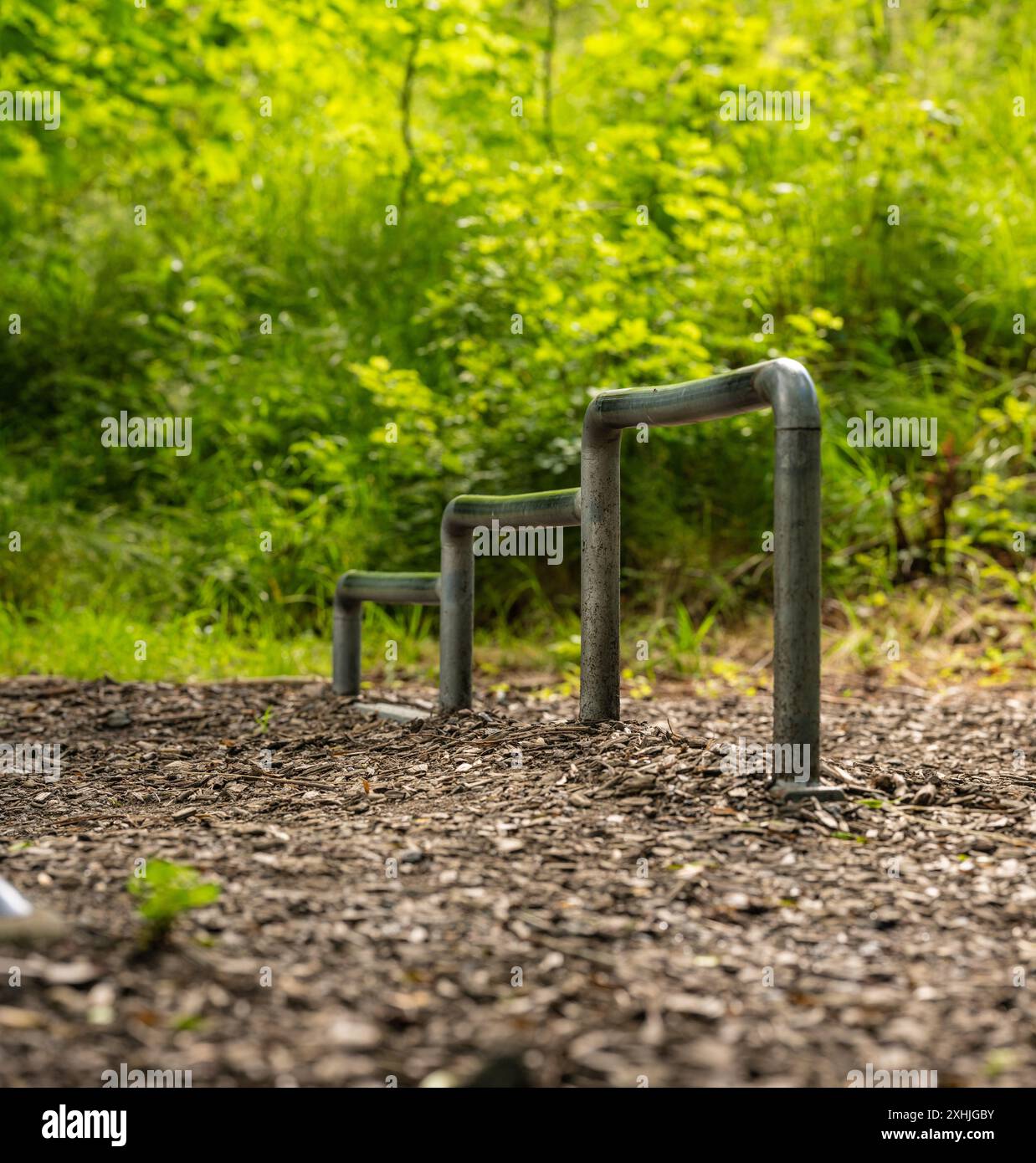 Outdoor metal training bars in a park Stock Photo - Alamy