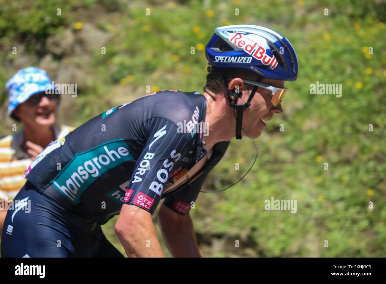Boutx, France, 14th July 2024: Red Bull - BORA - hansgrohe cyclist, Bob ...