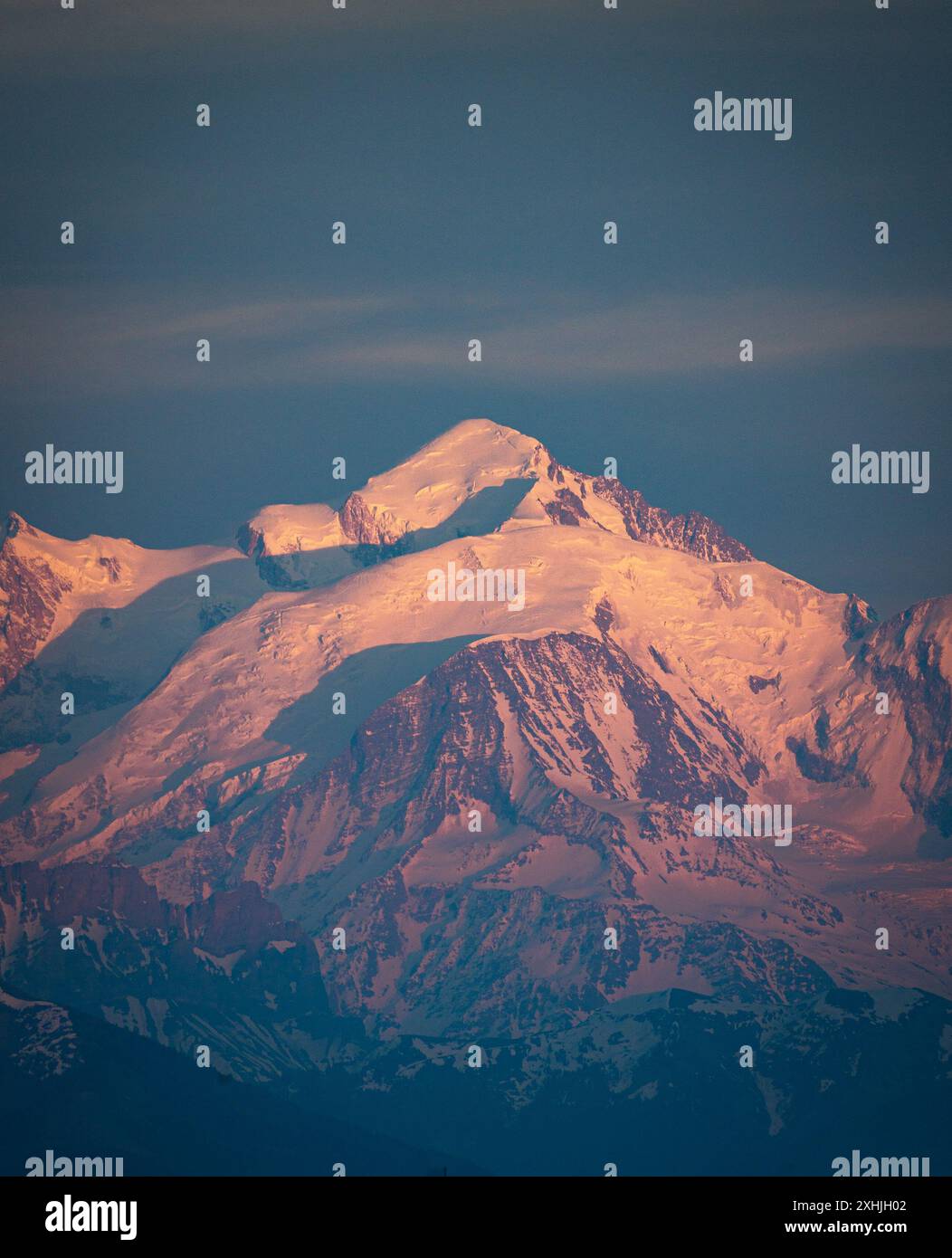 Mont Blanc, highest mountain in Europe during the sunset Stock Photo ...