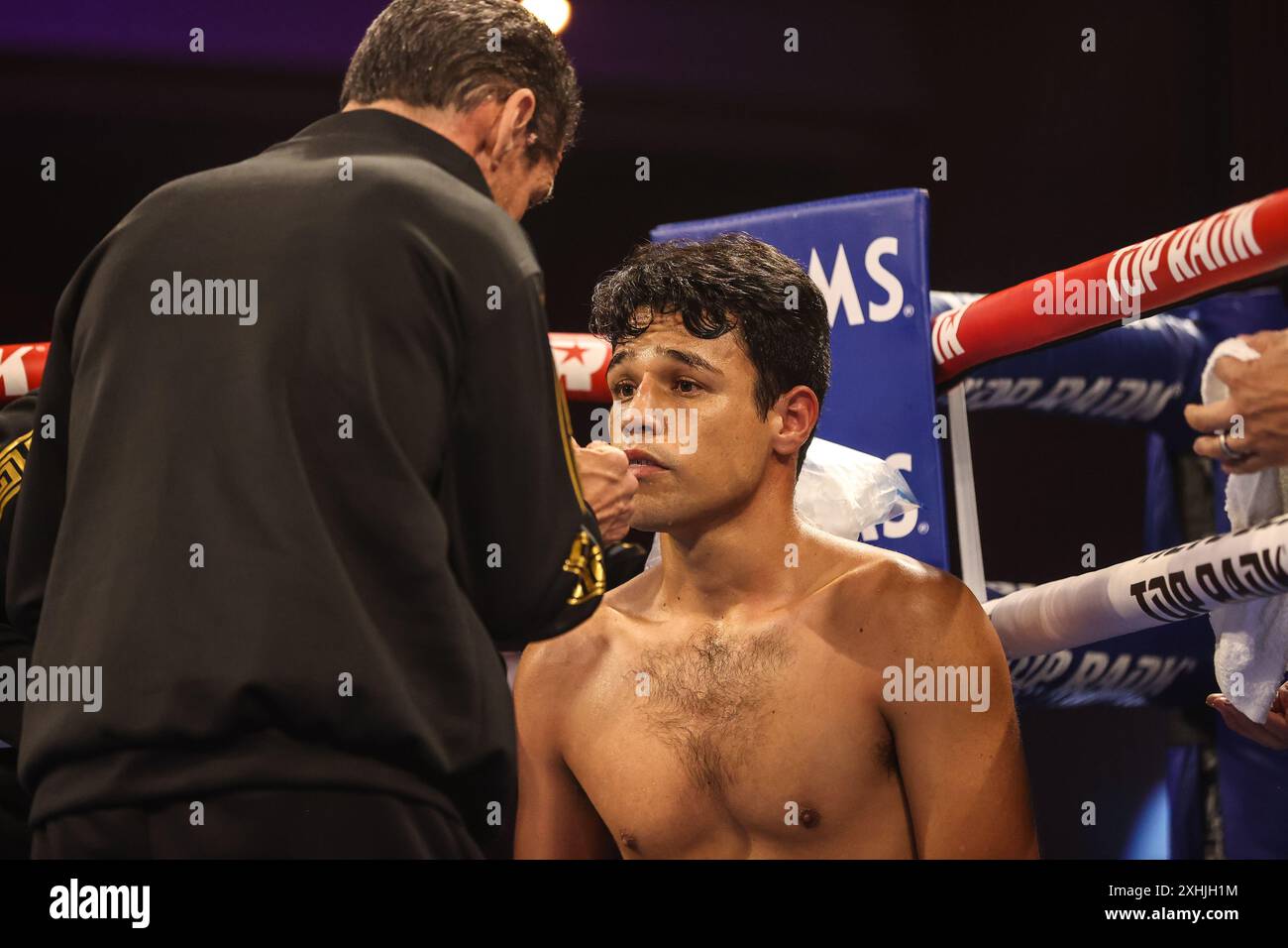Las Vegas, NV, USA. 13th July, 2024. Javier Mayoral in his corner ...