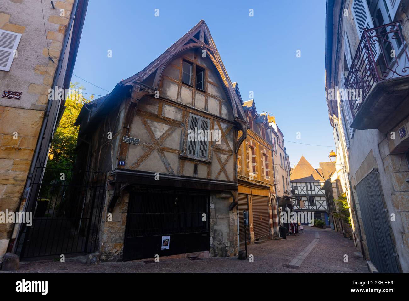 View of the old streets of Montlucon, France Stock Photo - Alamy