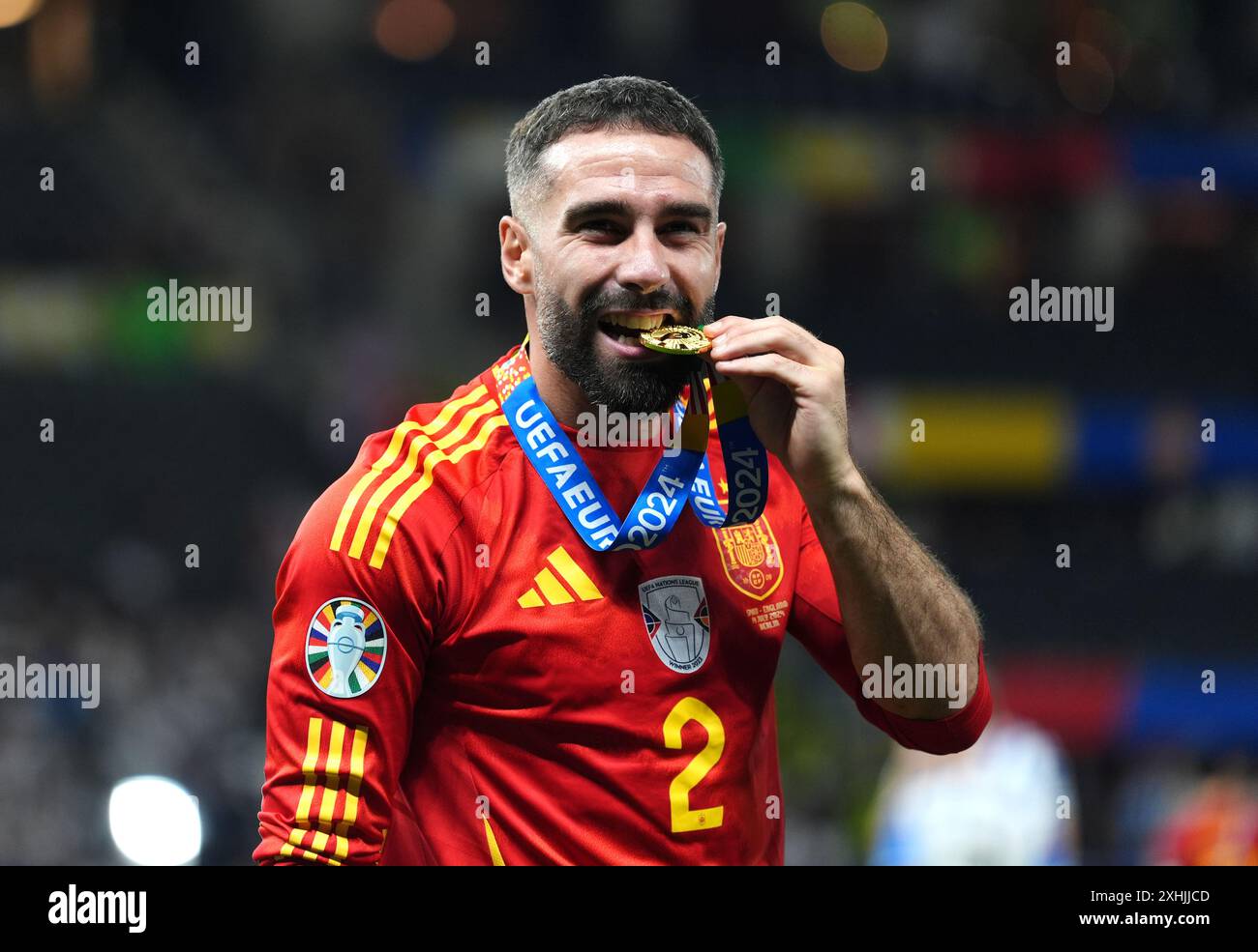Spain's Daniel Carvajal celebrates after winning the the UEFA Euro 2024 ...