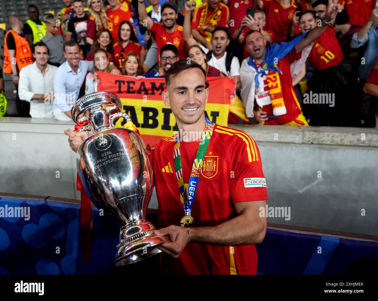 Spain’s Fabian Ruiz with the trophy after the UEFA Euro 2024 final ...