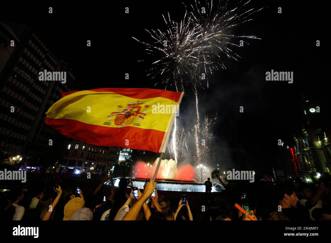 Valencia, Spain. 15rd July, 2024.The crowd celebratesin the streets ...