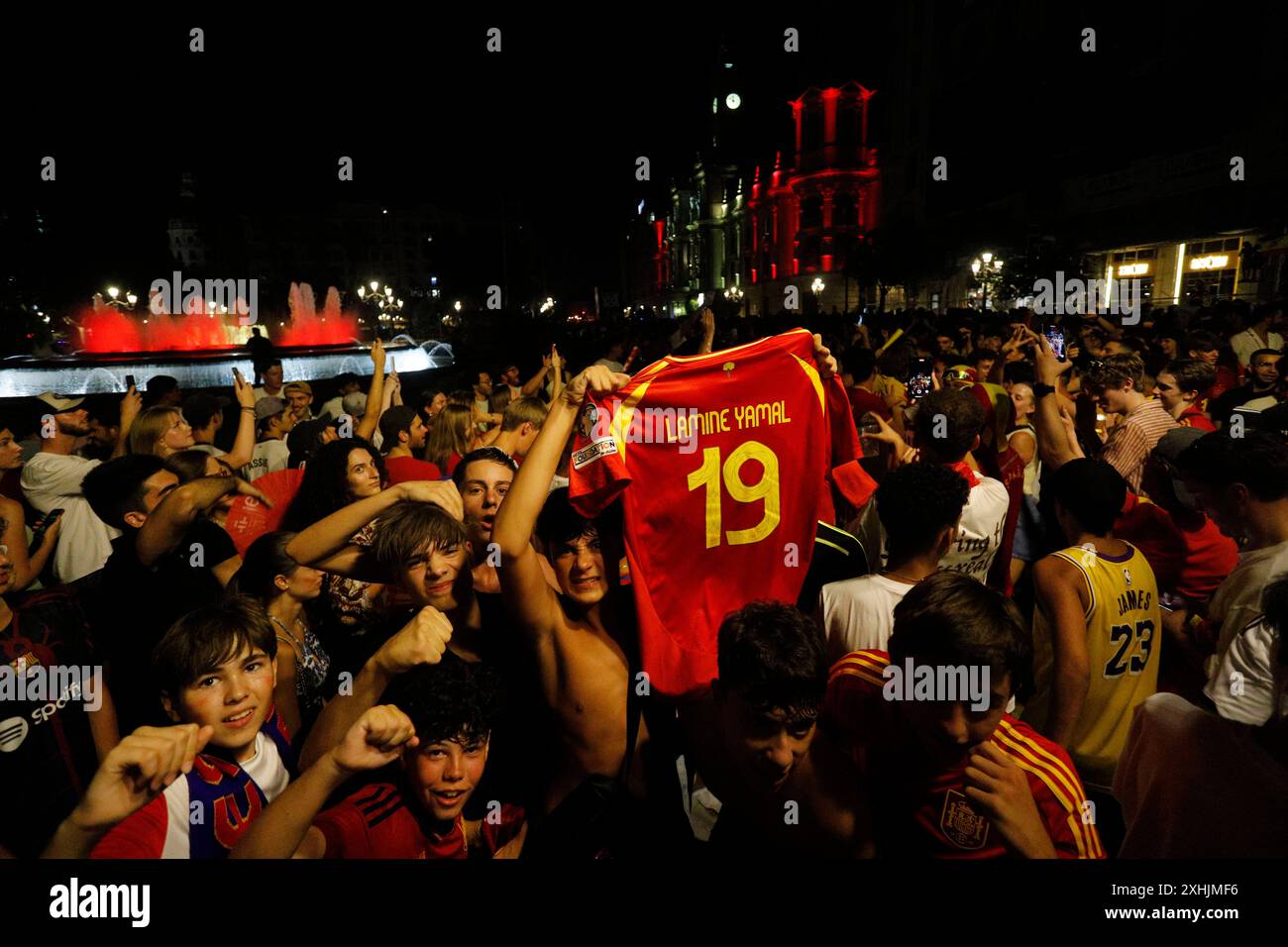 Valencia, Spain. 15rd July, 2024.The crowd celebratesin the streets ...