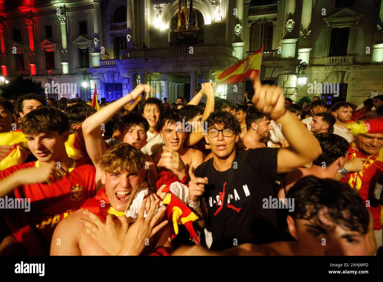 Valencia, Spain. 15rd July, 2024.The crowd celebratesin the streets ...