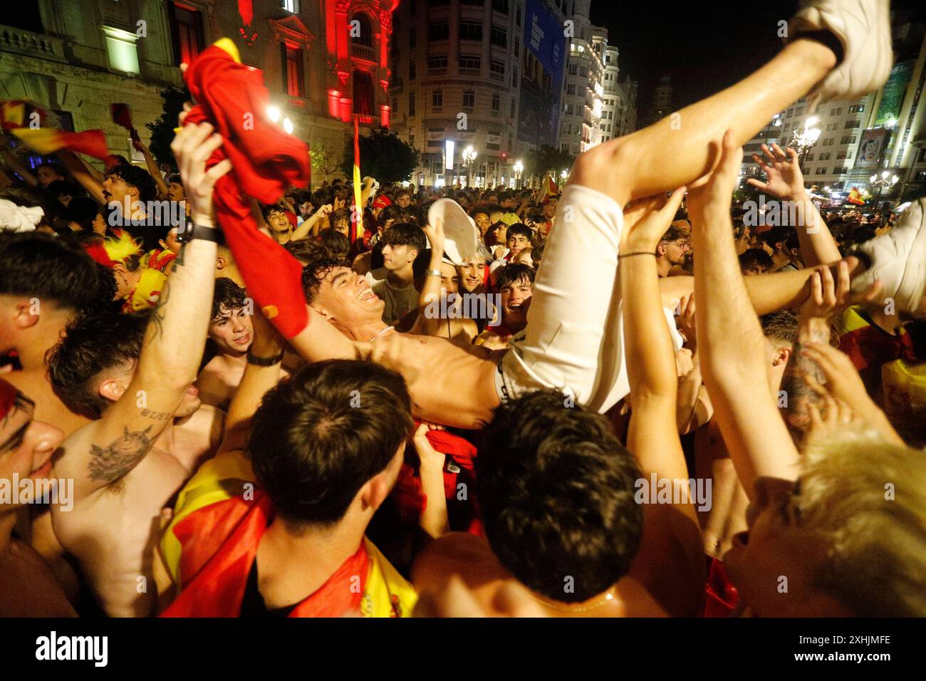 Valencia, Spain. 15rd July, 2024.The crowd celebratesin the streets ...