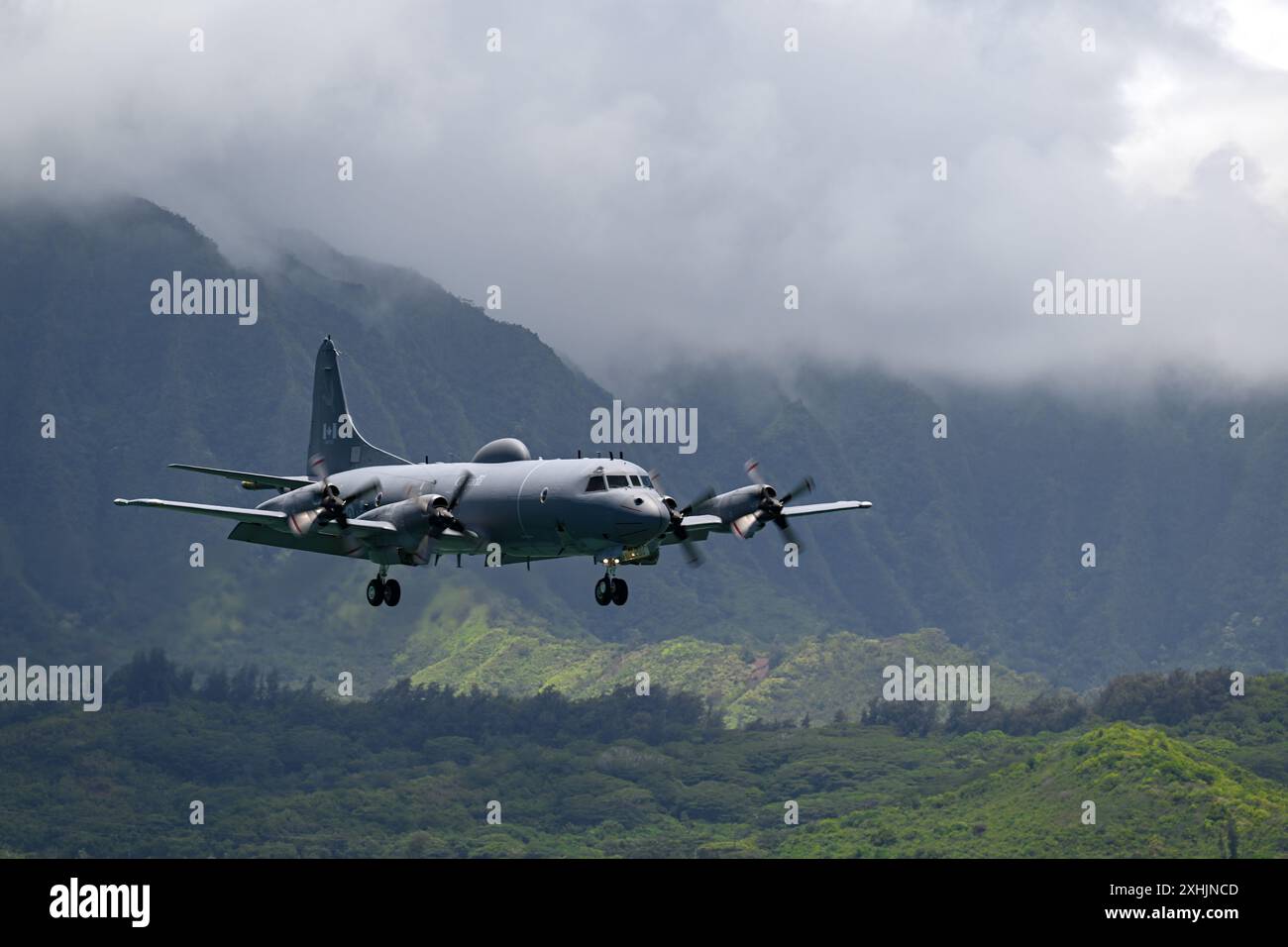 A Royal Canadian Air Force Lockheed CP-140 Aurora prepares for landing ...