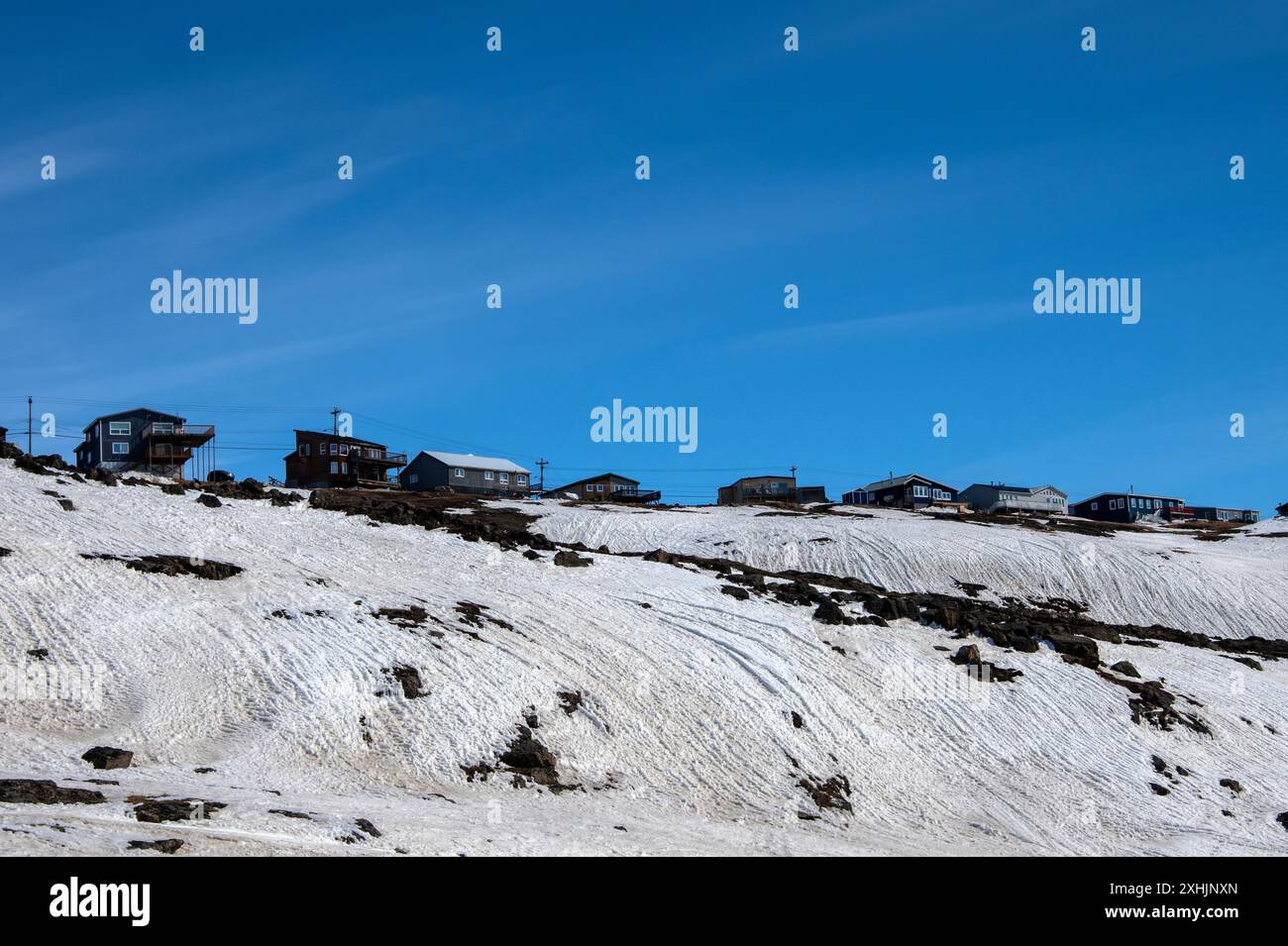 Houses up on the hill in Iqaluit, Nunavut, Canada Stock Photo - Alamy
