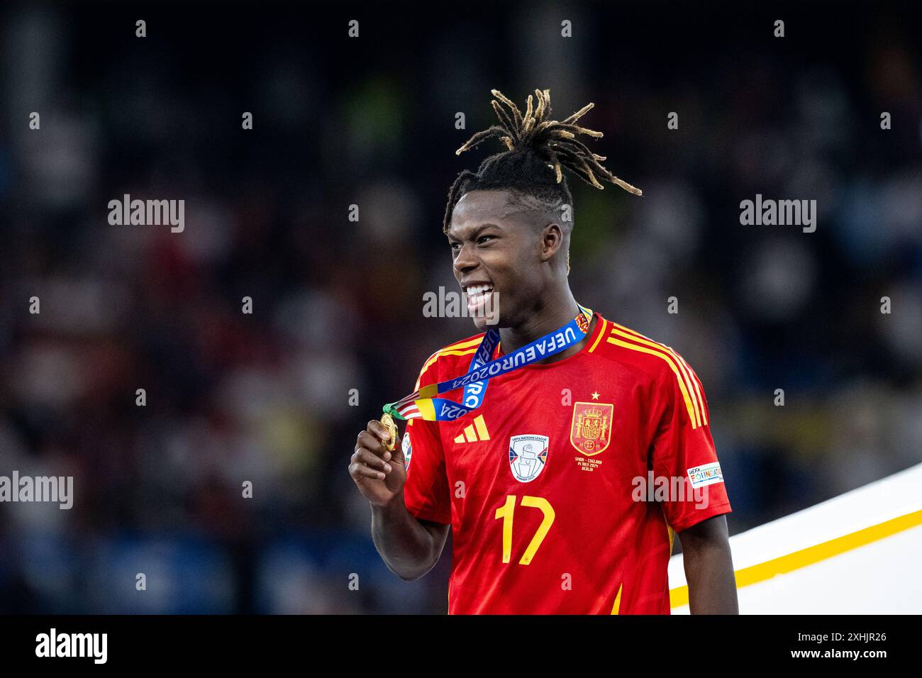 Nicholas Williams Jr (Spanien, #17) jubelt ueber den Sieg und Titel als ...