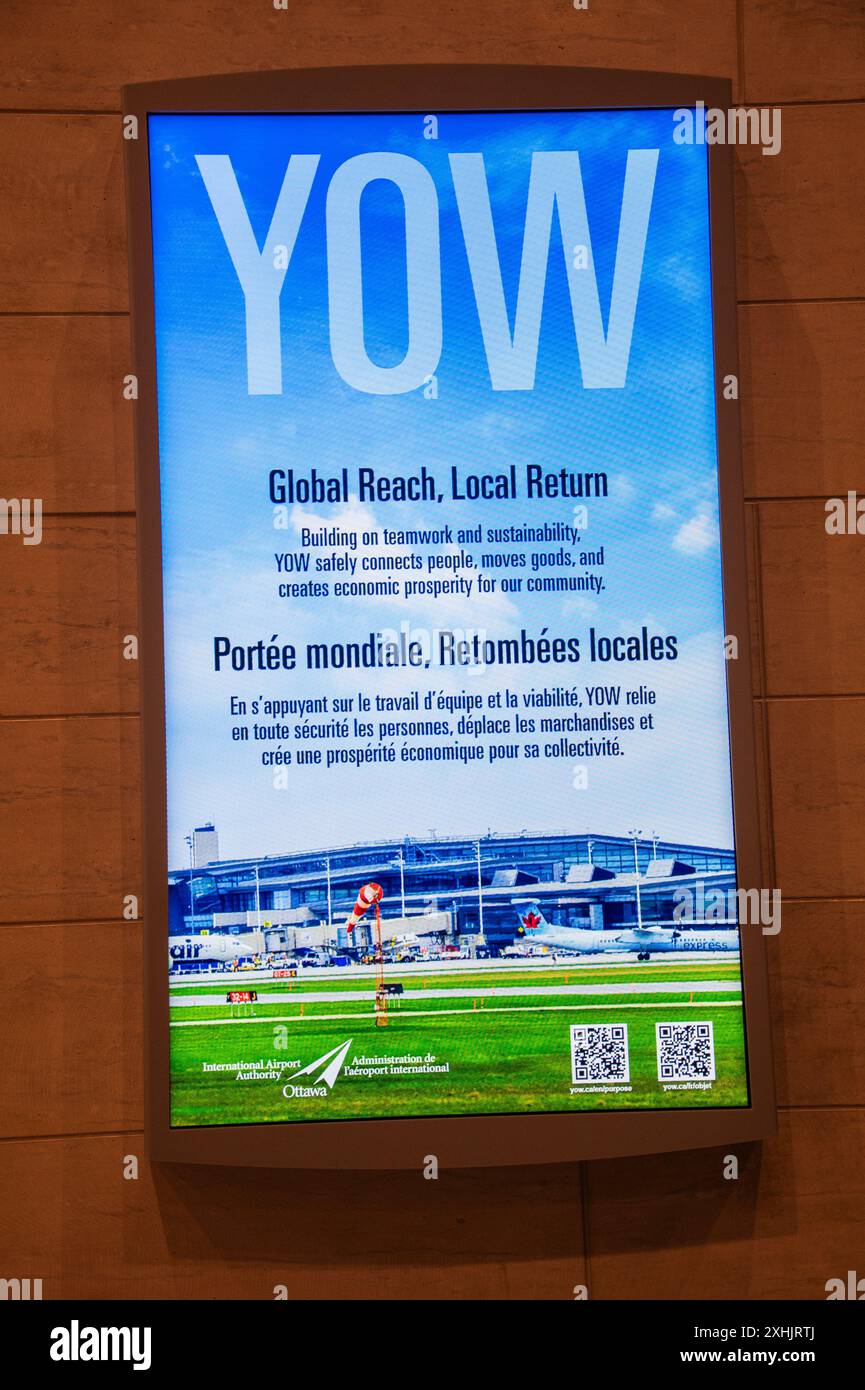 YOW Global Reach sign at Ottawa International Airport in Ontario ...