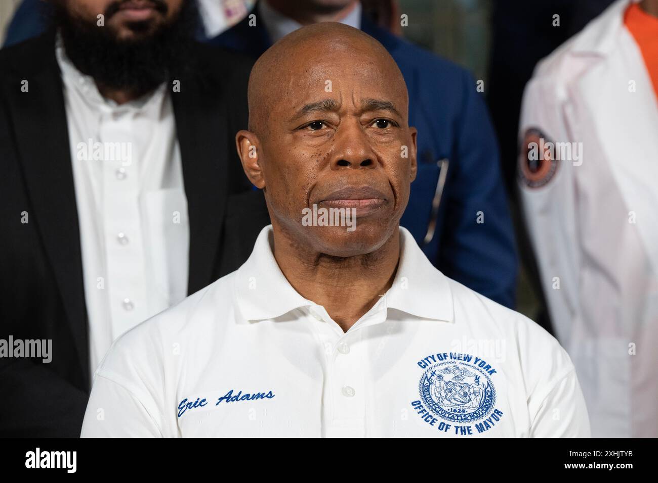 Mayor Eric Adams seen at City Hall in New York on July 14, 2024 during ...