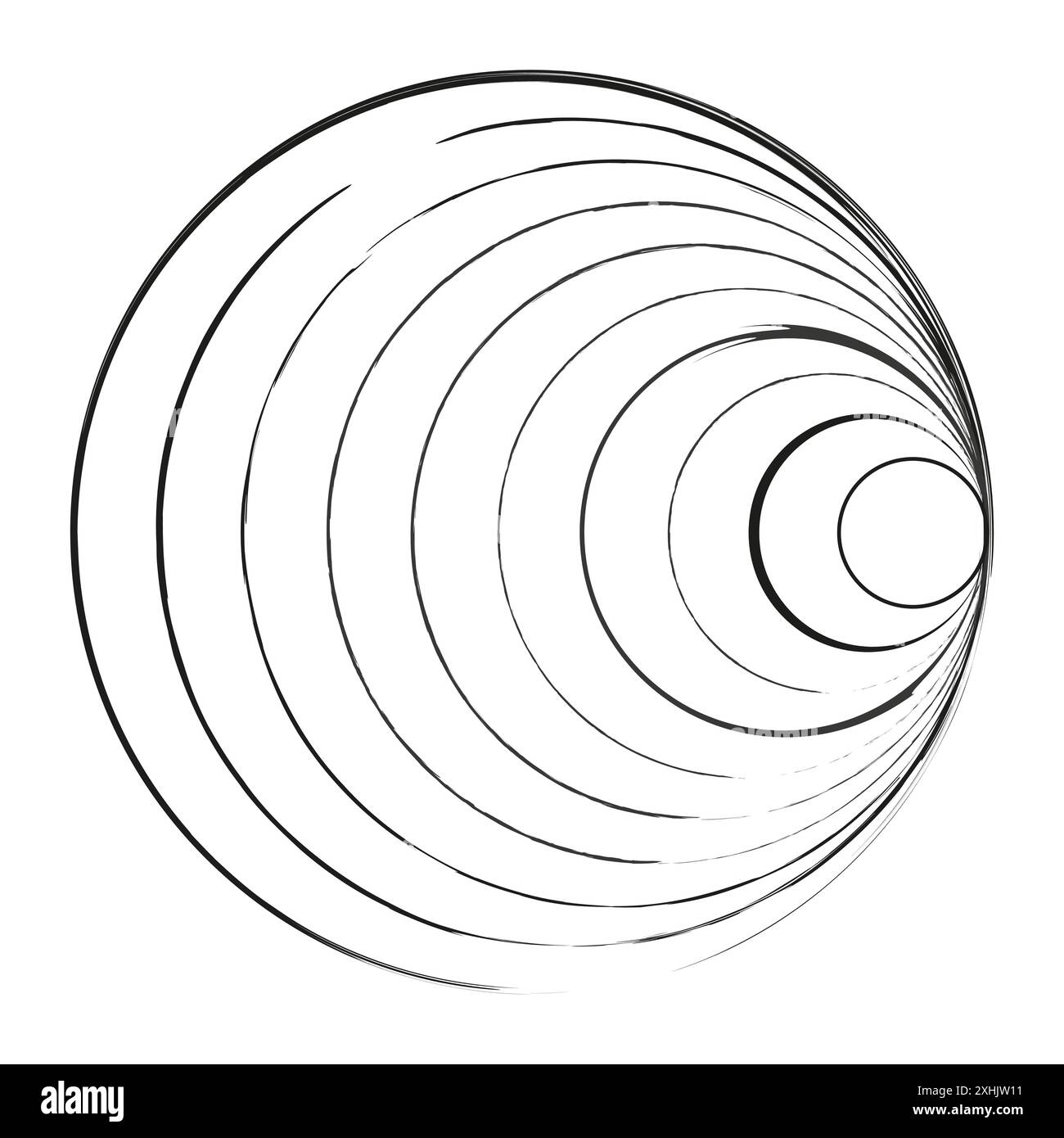 Concentric circle design. Abstract spiral form. Vector geometric pattern. Minimalist line art ...