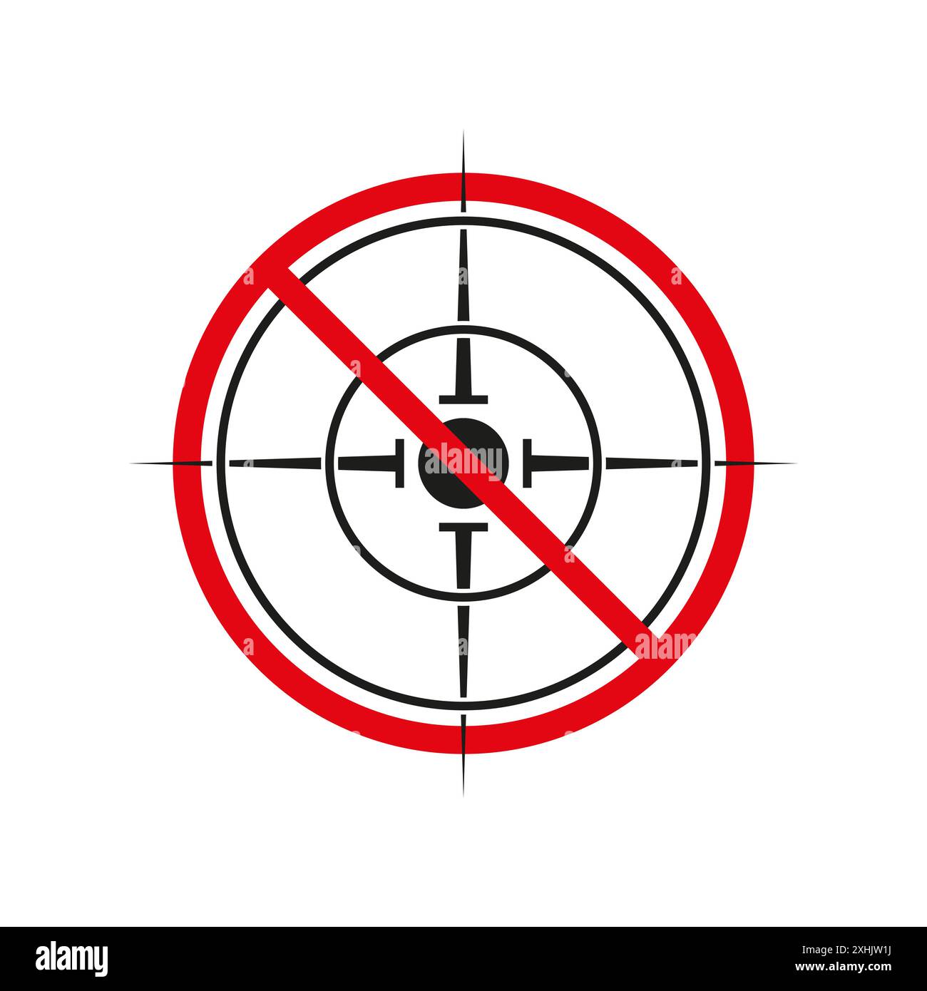 Red target icon. Crossed circle sign. No aim symbol. Vector prohibition ...